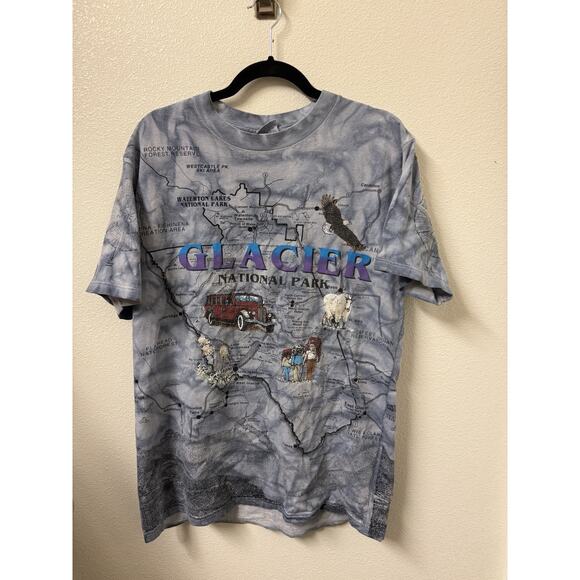 Sneaky Tees | Shirts | Vintage Glacier National Park Map All Over Print ...